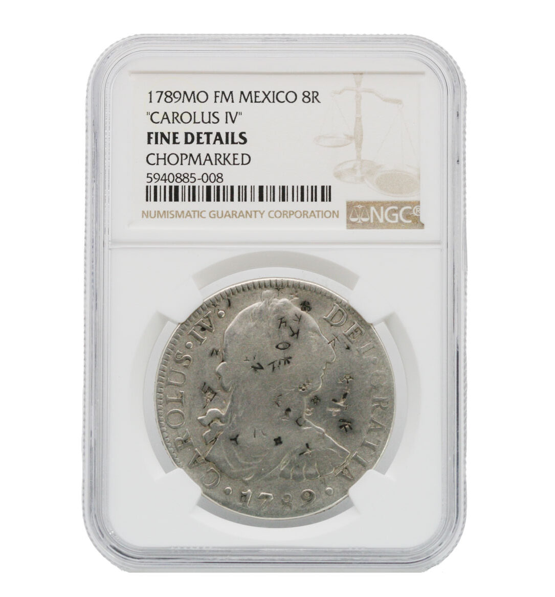 1789-MO|FM Mexico 8 Reales NGC Fine Details Chopmarked - CV Coins ...