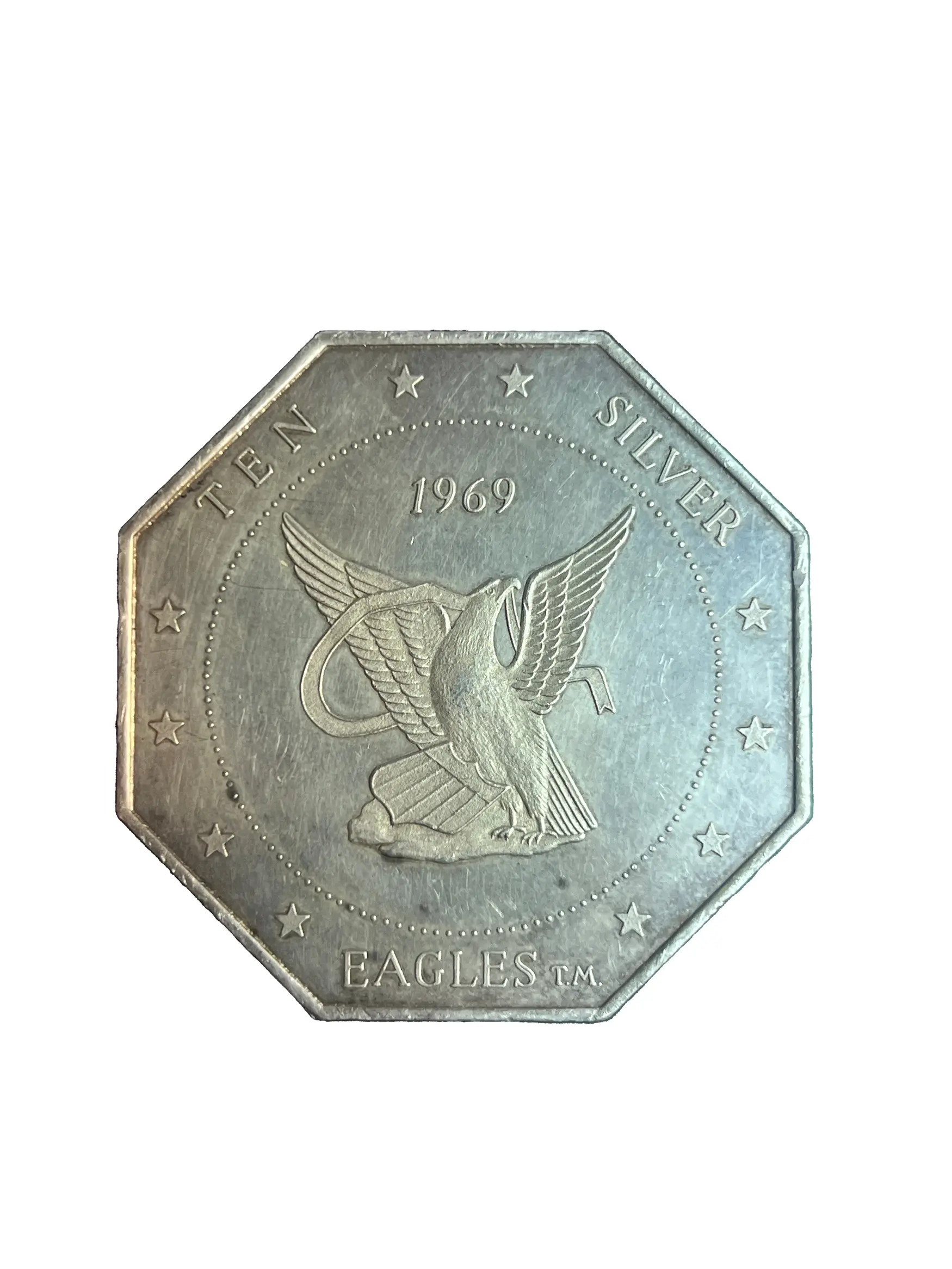 1969 Ten Silver Eagles 10 Troy oz. .999 Octagonal Bar, Walla Walla - CV Coins & Collectables