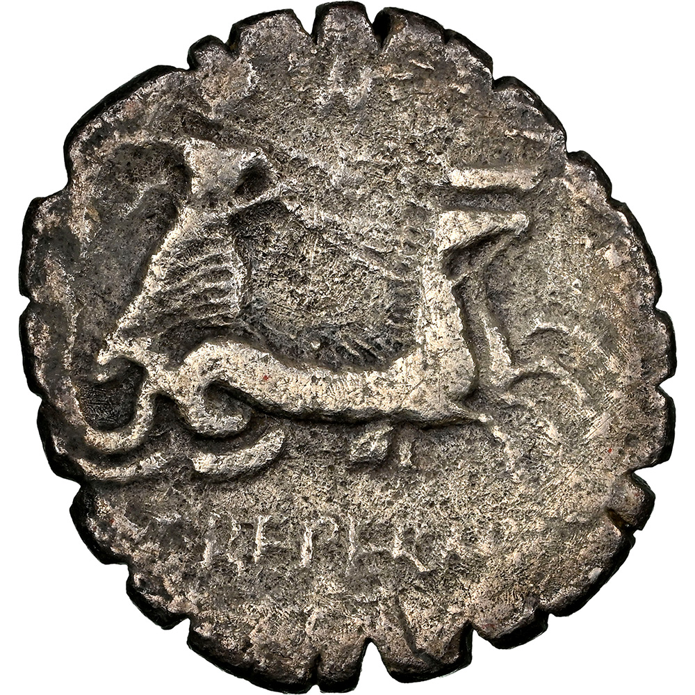 Q. Creperius Rocus AR Denarius Serratus NGC CH VF - CV Coin